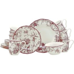 Creatable Kombiservice &raquo;Adelaide, Service 16-tlg.&laquo; Nostalgischer Vintage Dekor, Elegante Form wei&szlig; Porzellan 16