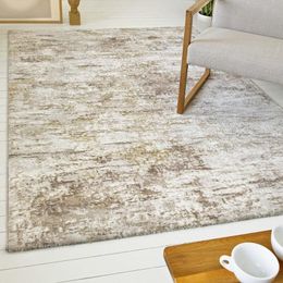 OTTO home Teppich &raquo;Aeliana&laquo; rechteckig 12 mm H&ouml;he weicher Kurzflor, Hoch Tief, Skandi, Vintage, Wohnzimmer, Schlafzimmer beige Polyester B : 80cm 1 