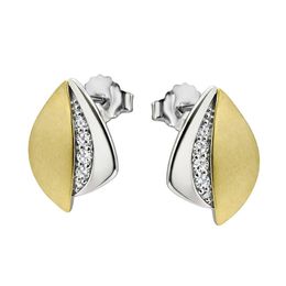 Firetti Damen Paar Ohrstecker &raquo;Schmuck Geschenk Silber 925 Ohrschmuck Ohrringe bicolor&laquo; mit Zirkonia (synth.) gold Silber 925 (Sterlingsilber)