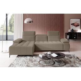 WERK2 Ecksofa &raquo;Focus-S, inkl. elektr. Sitzvorzug, manuelle Kopfteilverstellung&laquo; elektr. Sitztiefenverstellung, flexible Kopfst&uuml;tzen, 12cm F&uuml;&szlig;e, L-Form