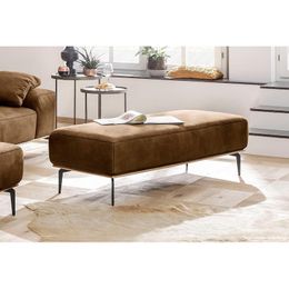 W.Schillig Polsterhocker &raquo;run&laquo; mit Holzsockel, F&uuml;&szlig;e in Schwarz pulverbeschichtet, Breite 150 cm braun Stoff S37 (100% Polyester);ROHLEDER Chenille-