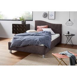 Westfalia Schlafkomfort Polsterbett grau Bezug Bett: Velours mit grober Lederoptik (100% Polyester);Bonnellfederkernmatratze: 51% Polypropylen, 39% Polyester, 10% Baumwolle;