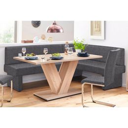 Home Affaire Eckbank &raquo;Nils&laquo; Sitz und R&uuml;cken gepolstert, verschiedene Qualit&auml;ten grau Holzwerkstoff, Massivholz, Polyester B/H/T: 222cm x 89cm x 162cm,