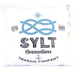 queence Dekokissen &raquo;Sylt 40x40/50x50cm Outdoor-Kissenbezug Garten&laquo; Kissenh&uuml;lle mit &Ouml;se und Kordel Kissenbezug Maritim blau Polyester B/L: 50cm x 50cm,