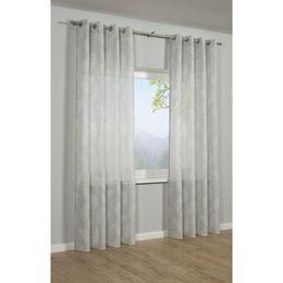Gardine &raquo;Schal in Jacquard-Webart Gingko-Blatt&laquo; &Ouml;sen 1 Stk. tlg. mit &Ouml;sen grau Polyester 245cm, &Ouml;sen, 140cm