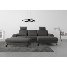 Sit & More sit&more Ecksofa &raquo;Cinturo L-Form&laquo; inklusive Sitztiefenverstellung und Federkern, Sitzh&ouml;he 45 cm grau B/H/T: 283cm x 88cm x 175cm, Luxus-Microfaser 