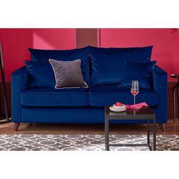 Home Affaire 2-Sitzer &raquo;Renesse&laquo; lose Kissen, Keder an Sitzkissen blau Samtvelours 100% Polyester;Luxus-Microfaser ALTARA NUBUCK (100% Polyester) B/H/T