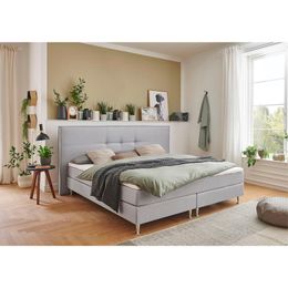 ATLANTIC HOME COLLECTION Boxbett &raquo;Barnett&laquo; mit Taschenfederkern-Matratze und Topper grau Strukturstoff, Liegefl&auml;che B/L: 160cm x 200cm, Gewicht bis: 