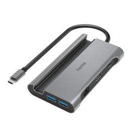 Hama USB-Adapter &raquo;USB-Hub (4K Dockingstation 7 Ports, USB-A, USB-C, HDMI , LAN, 5Gbit/s)&laquo; 15 cm grau Hochwertiger USB-Splitter: robustes Aluminiumgeh&auml;use, 