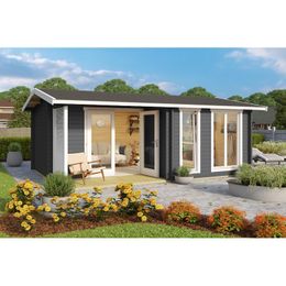 Lasita Maja Gartenhaus &raquo;BRIGHTON&laquo; grau Massivholz Fu&szlig;boden im Anbau Fu&szlig;boden im Gartenhaus, ohne Dacheindeckung