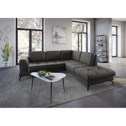 Sit & More sit&more Ecksofa &raquo;Bendigo L-Form&laquo; inklusive Sitztiefenverstellung, Bodenfreiheit 12 cm, in 2 Fu&szlig;farben braun B/H/T: 258cm x 84cm x 226cm, NaturLEDER ,