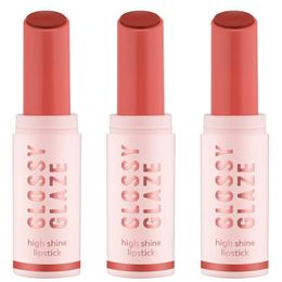 Essence Damen Lippenstift &raquo;GLOSSY GLAZE high shine lipstick&laquo; 3-tlg., hochgl&auml;nzend, hohe Deckkraft rot Einheitsgr&ouml;&szlig;e