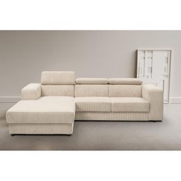 WERK2 Ecksofa &raquo;Cherry 270 x 192 cm modern und bequem&laquo; Cord, L-Form, XXL, Schlaffunktion, Bettkasten beige 90% Polyester, 10% Nylon B/H/T: 270cm x 76cm