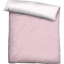 Biberna Wendebettbezug &raquo;Mix & Match in Gr&ouml;&szlig;e 135x200 oder 155x220 cm&laquo; Bettbezug aus Baumwolle, gemusterte Bettw&auml;sche mit Wendeoptik rosa Mako-Satin, 
