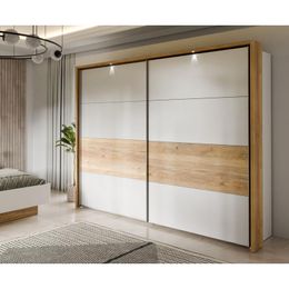 FORTE Schwebet&uuml;renschrank &raquo;MAYACUS&laquo; Schwebet&uuml;renschrank, Stauraum, Kleiderstangen, Metallgriffleiste wei&szlig; Holzwerkstoff Weiss, B/H/T: 269,9cm x 