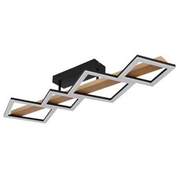 Globo LIGHTING LED Deckenleuchte &raquo;DUSTIN&laquo; LED-Modul 1 Stk. Warmwei&szlig; Deckenlampe, Holz, unterschiedliche Quadrate, Wohnbereich braun H: 13cm, 1 Stk.