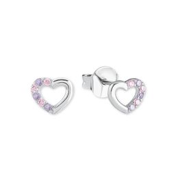 Prinzessin Lillifee Damen Paar Ohrstecker &raquo;Herzen&laquo; mit Zirkonia (synth.) bunt Silber 925 (Sterlingsilber)