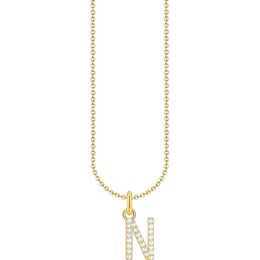Thomas Sabo Damen Thomas Sabo Kette mit Anh&auml;nger &raquo;Buchstabe&laquo; mit Zirkonia (synth.) gold 45, N, Silber 925 (recycelt)