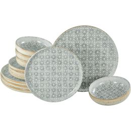 Creatable Teller-Set &raquo;Uno Emiliana, Teller Set 12-tlg&laquo; Shabby Look, Vintage Style grau Steinzeug 12 Stk.
