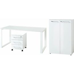 Germania B&uuml;rom&ouml;bel-Set &raquo;GW-Monteria&laquo; Set, 3 Stk. tlg. wei&szlig; Holzwerkstoff, Metall Holzwerkstoff Metall