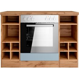 KOCHSTATION Herdumbauschrank &raquo;KS-Lana&laquo; Breite 120 cm blau Holzwerkstoff, MDF wotaneiche, B/H/T: 120cm x 86cm x 60cm