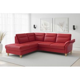 Sit & More sit&more Ecksofa &raquo;Pamela L-Form, Leder, B: 218 cm&laquo; optional Armteilverstellung, Schlaffunktion & Bettkasten grau B/H/T: 218cm x 90cm x 212cm, 