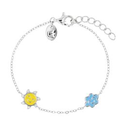 Prinzessin Lillifee Damen Silberarmband &raquo;Sonne und Blume mit gl&uuml;cklichem Gesicht&laquo; mit Zirkonia (synth.) - Emaille bunt 15cm, Silber 925 (