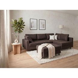 Collection AB Ecksofa &raquo;Toni XL L-Form 274 cm&laquo; Set: Sofa & Hocker, 2 Zierkissen, Bonell-Federkern braun 100%Polyester B/H/T: 274cm x 44cm x 184cm, 