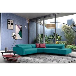 Egoitaliano Ecksofa &raquo;Stefanie-e, Designsofa der Extraklasse, bequem mit hohem Sitzkomfort&laquo; mit Relaxfunktion und verstellbaren Kopfteilelementen blau B/H/T: 314cm