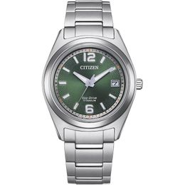 Citizen Damen Solaruhr Armbanduhr, Damenuhr, Titanarmband, Datum, Leuchtzeiger silber Einheitsgr&ouml;&szlig;e