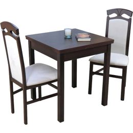 HOFMANN LIVING AND MORE Essgruppe &raquo;3tlg. Tischgruppe&laquo; Spar-Set, 3tlg. Tischgruppe, 3 Stk. tlg. St&uuml;hle montiert beige 100% Baumwolle B/H/T: 44cm x 94cm