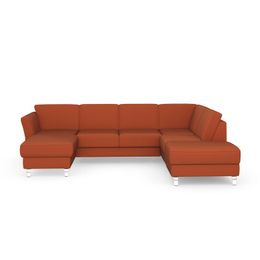 Sit & More sit&more Wohnlandschaft &raquo;Visby U-Form&laquo; Wahlweise mit Schlaffunktion und Stauraum, frei im Raum stellbar orange B/H/T: 303cm x 87cm x 213cm, Luxus-