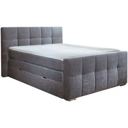 Home Affaire Boxspringbett &raquo;Ros&agrave;&laquo; H3/H3, H3/H4, H4/H4 m&ouml;glich silber Chenille, Liegefl&auml;che B/L: 160cm x 200cm, Gewicht bis: 140 kg + 110 kg H3 + H4, 