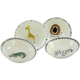 Creatable M&uuml;slischale &raquo;Safari, Schale 18,5 cm, 4-tlg.&laquo; 4 aus Steinzeug Unregelm&auml;&szlig;ig gef&auml;rbter Rand, Unikat wei&szlig; Steinzeug B/H/L: 25cm x 14cm