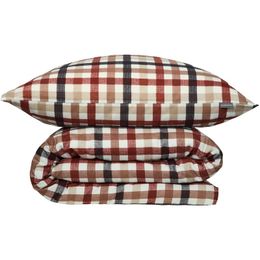 Schiesser Bettw&auml;sche &raquo;James aus weichem Baumwollflanell mit traditionellen Karos&laquo; 2 Stk. Made in Green braun Feinbiber, Obermaterial: 100% Baumwolle B/L: 135cm 