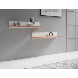 OTTO home Wandregal &raquo;Ribe,2er Set,teilmassiv mit massiver Ablagefl&auml;che, Breite: je 90 cm&laquo; 2 Stk. tlg. Ablagefl&auml;chen in Massivholz wei&szlig; Holzwerkstoff, 