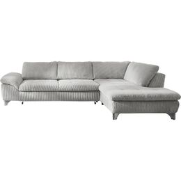 Die PlanBar Ecksofa &raquo;Ottomane MP-IN14007 L-Form, Breite 306 cm&laquo; wahlweise mit Schlaffunktion und verstellbaren Kopfst&uuml;tzen, in Cord grau 100% 