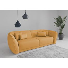 Sit & More sit&more Big-Sofa &raquo;Neapel&laquo; gelb 95%Polyester 5%Polyamid B/H/T: 290cm x 86cm x 121cm, Flachgewebe LINO, ohne Kissen
