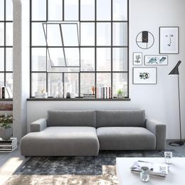 Musterring Ecksofa &raquo;LUCIA zeitlos, bequem, sch&ouml;ne Detailverarbeitung Breite 296cm, L-Form&laquo; silber Flachgewebe VALMONT (60% Baumwolle/40% Leinen);Leder PURO, 