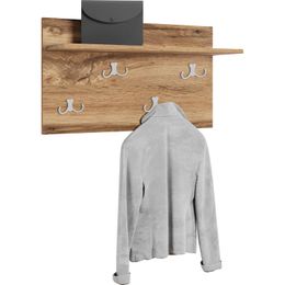 OTTO home Garderobenpaneel &raquo;Paris&laquo; 1 Stk. tlg. Praktische Wandgarderobe mit Doppelhaken (B/T/H): 70/21,5/40 cm braun Holzwerkstoff B/H/T: 70cm x 40cm 