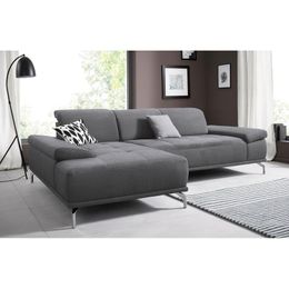 OTTO home Ecksofa &raquo;Caluna&laquo; Inkl.Sitztiefenverstellung, wahlweise mit Kopf- und Armteilverstellung grau Flachgewebe Mura: (100% Polyester);Luxus-