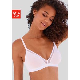 Vivance By Lascana Damen Vivance by Lascana Bralette-BH ohne B&uuml;gel, aus weicher Baumwollqualit&auml;t, bequemer BH wei&szlig; 70, Cup C