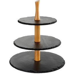 APS Etagere &raquo;3-stufige Etagere&laquo; mit Holzst&auml;nder, 3-st&ouml;ckig braun Massivholz B/H/L: 34cm