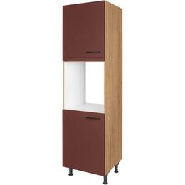 Nobilia Herdumbauschrank &raquo;"Easytouch", Ausrichtung w&auml;hlbar, mit zwei zus&auml;tzlichen T&uuml;ren,&laquo; vormontiert, Breite/H&ouml;he: 60/167,8 cm rot B/H/T: 60cm x 