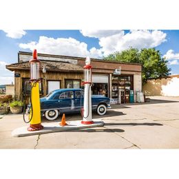 papermoon Fototapete &raquo;RETRO TANKSTELLE-ROUTE 66 VINTAGE OLDTIMER USA CAR XXL&laquo; bunt Vlies B/L: 3,5m x 2,6m, Bahnen: 7 Stk.