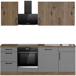 Wiho-K&uuml;chen wiho K&uuml;chen K&uuml;chenzeile &raquo;Elba&laquo; wahlweise mit Hanseatic E-Ger&auml;ten, Breite 220 cm grau B/H/T: 220cm x 60cm,mit E-Ger&auml;ten