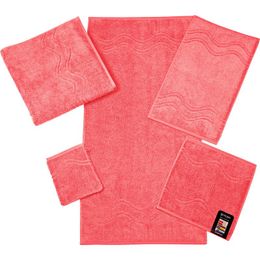 Ross G&auml;stehandtuch &raquo;Cashmere feeling&laquo; 100% Baumwolle, mit Wellen-Bord&uuml;re, gro&szlig;e Farbauswahl rosa Frottier, Baumwolle B/L: 30cmx50cm, 6 Stk., Frottier
