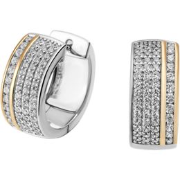 Firetti Damen Paar Creolen &raquo;Schmuck Geschenk Silber 925 Ohrschmuck Ohrringe Bicolor&laquo; mit Zirkonia (synth.) gold Silber 925 (Sterlingsilber)