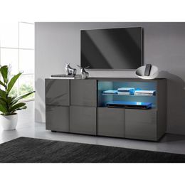 Home Affaire Lowboard &raquo;Dama Breite 121 cm, TV-Board 1 T&uuml;r, 1 Schubkasten, TV-Schrank&laquo; Front in 3D-Optik, grifflos, verschiedene Farben grau 