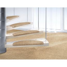 Dekowe Stufenmatte &raquo;Mara S2&laquo; halbrund 5 mm H&ouml;he 100% Sisal, gro&szlig;e Farbauswahl, selbstklebend, auch als Set 15 St&uuml;ck beige Sisal B : 25cm 15 Stk., 5mm, L: 